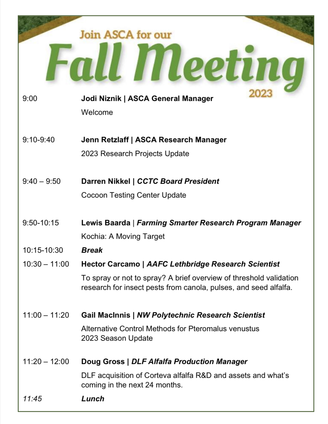 ASCA Fall Meeting 2023 – Alfalfa Seed Commission